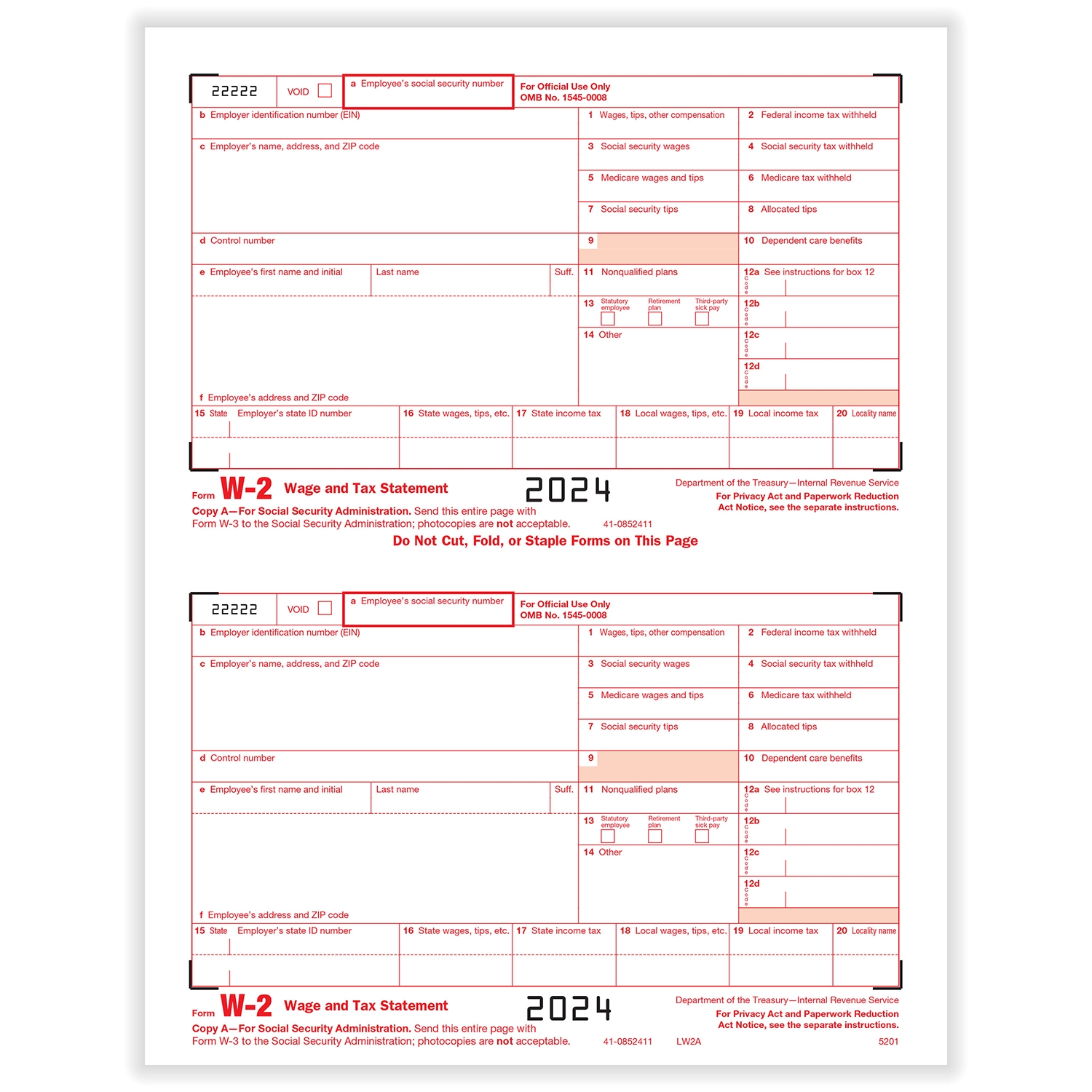 2025 W2 Form Printable 2025 Tax Forms